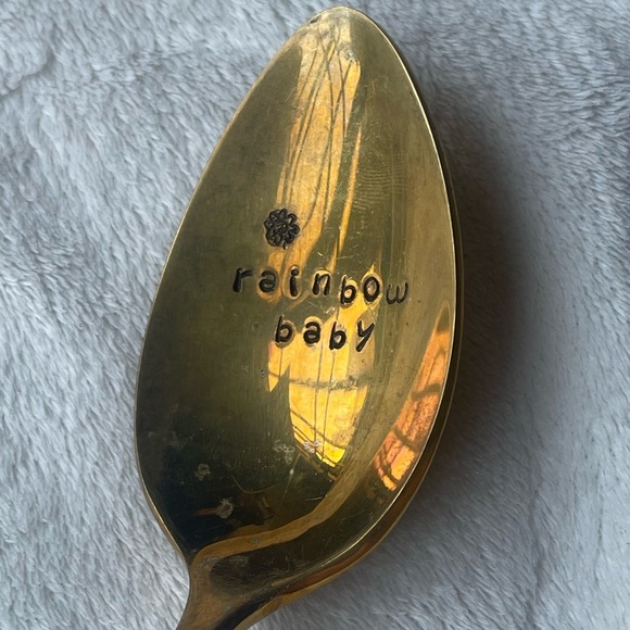 Dining | Antique Gold Plated Spoon Engraved Rainbow Baby | Poshmark